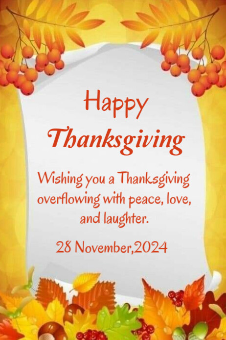 Happy Thanksgiving Template 2024 | PosterMyWall