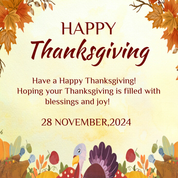 Happy Thanksgiving Template 2024 | PosterMyWall