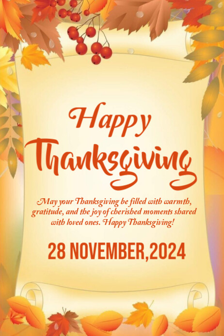 Happy Thanksgiving Template 2024 | PosterMyWall