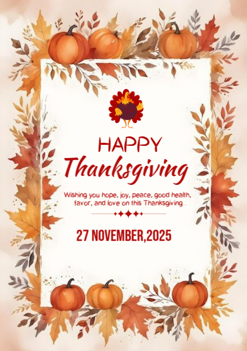 Happy Thanksgiving template 2025 | PosterMyWall