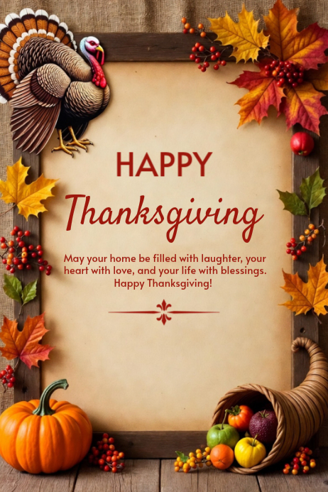 Happy Thanksgiving template 2025 | PosterMyWall