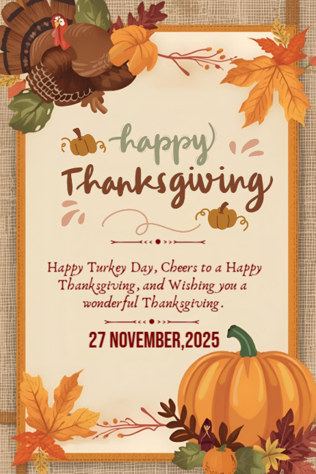 Happy Thanksgiving Template 2025 | PosterMyWall