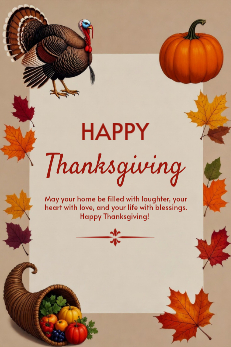 Happy Thanksgiving template 2025 | PosterMyWall