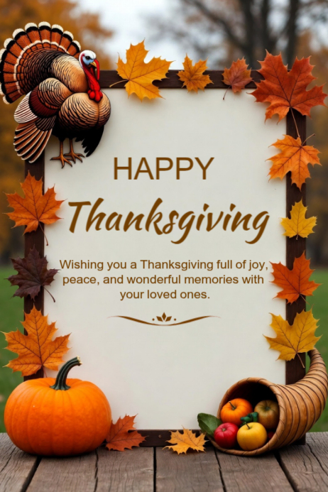Happy Thanksgiving template 2025 | PosterMyWall