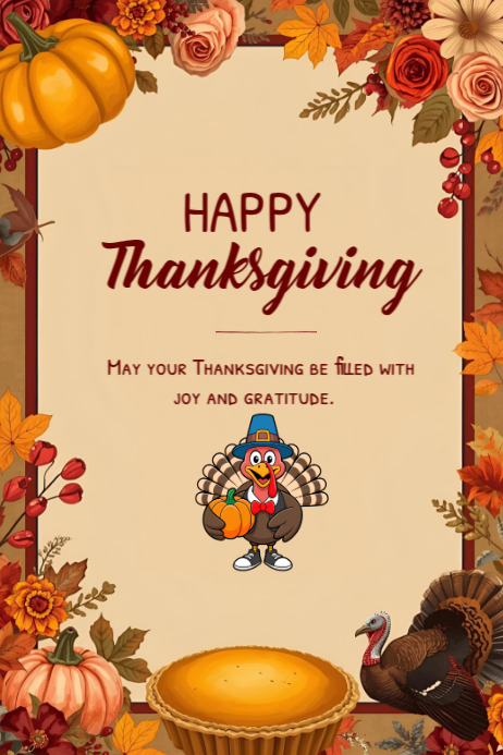 Happy Thanksgiving template 2025 | PosterMyWall