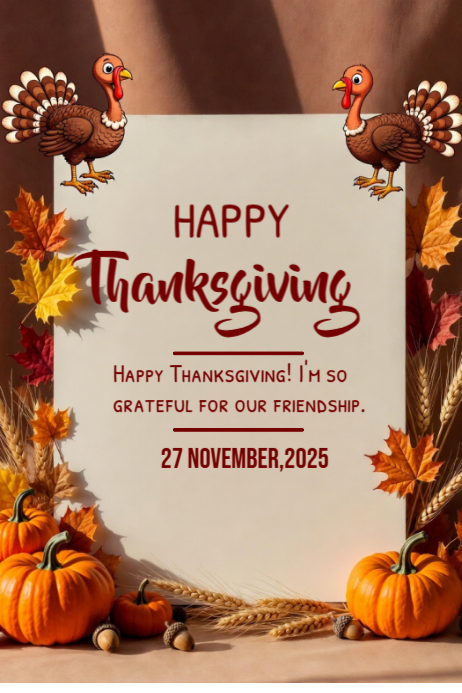 Happy Thanksgiving template 2025 | PosterMyWall
