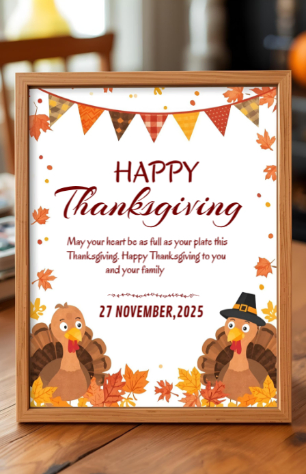 Happy Thanksgiving template 2025 | PosterMyWall
