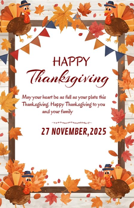 Happy Thanksgiving template 2025 | PosterMyWall