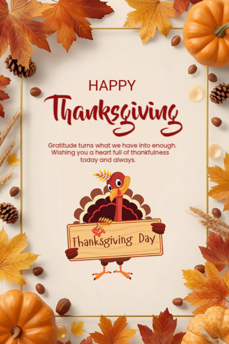 Happy Thanksgiving Template 2025. | PosterMyWall