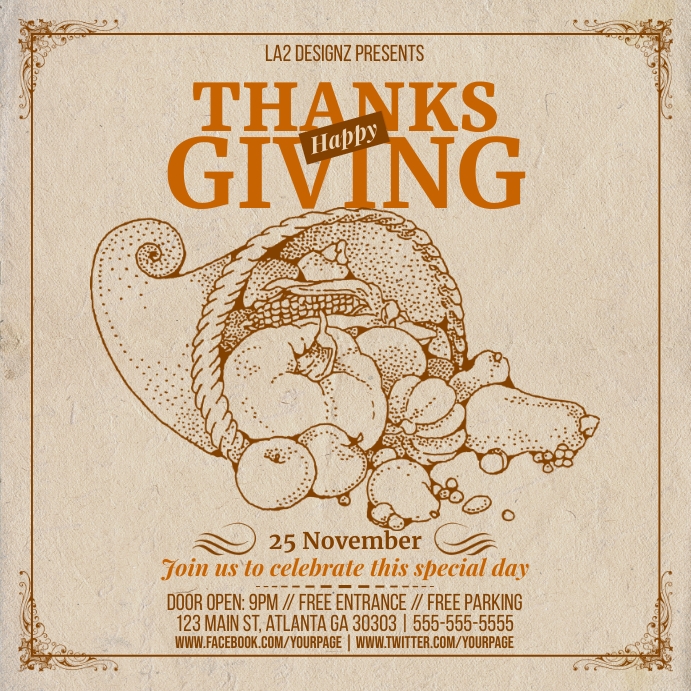 Plantilla de Happy Thanksgiving v.3 - instagram post | PosterMyWall
