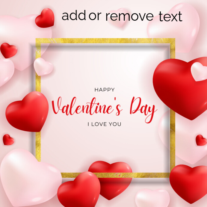 Copy of Happy Valentine's Day Love Card with Hearts and Gold Frame ...