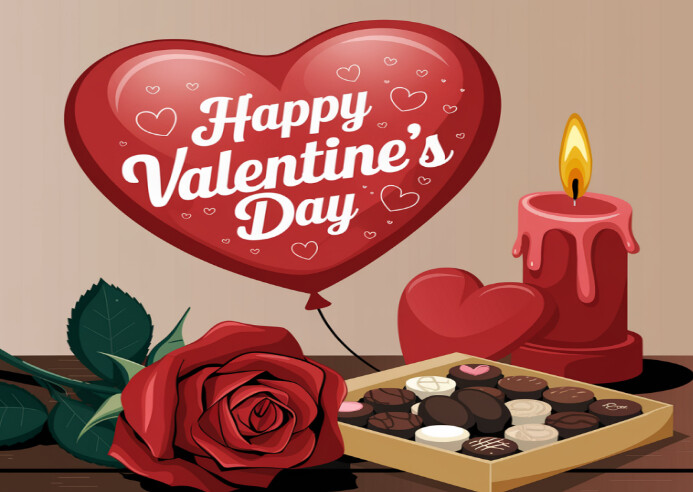 Happy Valentine's Day Love Postcard: Romantic Wishes Template ...