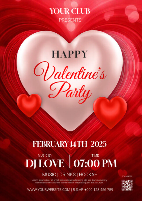 Happy Valentine's Party Event Poster Flyer Template | PosterMyWall