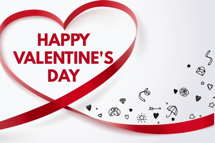 Happy valentine day red heart ribbon Template | PosterMyWall