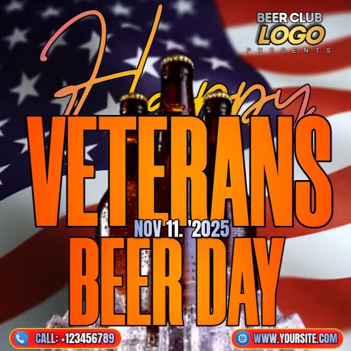 Plantilla de happy veterans Beer day | PosterMyWall