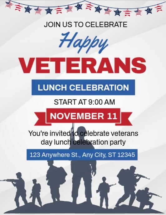 Happy Veterans Day Lunch Template | PosterMyWall