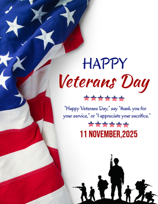 Plantilla de Happy Veterans day template 2025 | PosterMyWall
