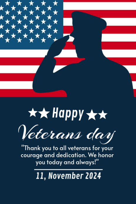Happy Veterans Day USA Poster 2024 Template | PosterMyWall