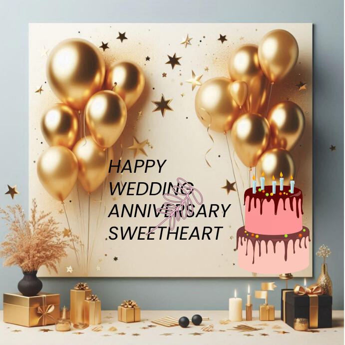 Plantilla de Happy Wedding Anniversary Instagram Post | PosterMyWall
