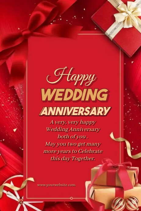 Happy wedding anniversary poster red and gold Template | PosterMyWall