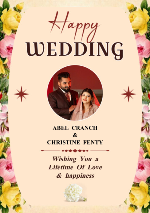 Happy Wedding Card Template | PosterMyWall