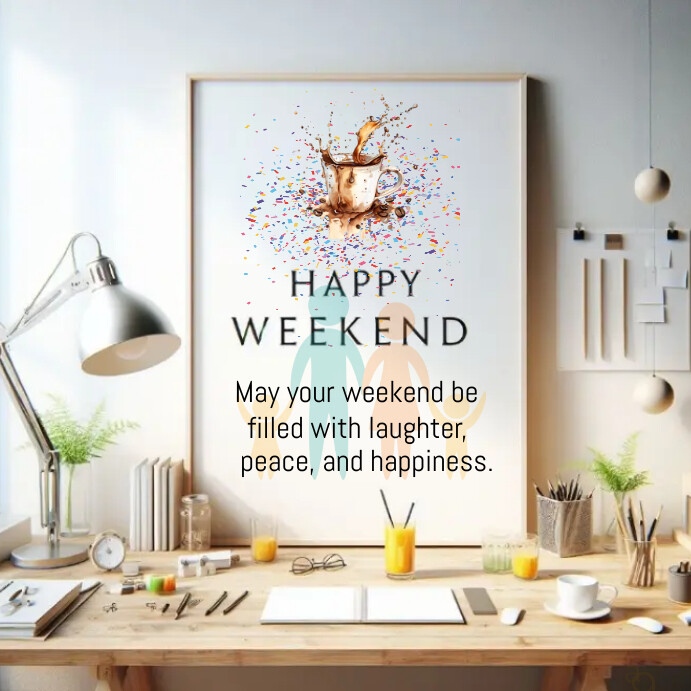 Plantilla de Happy weekend background with quotes | PosterMyWall