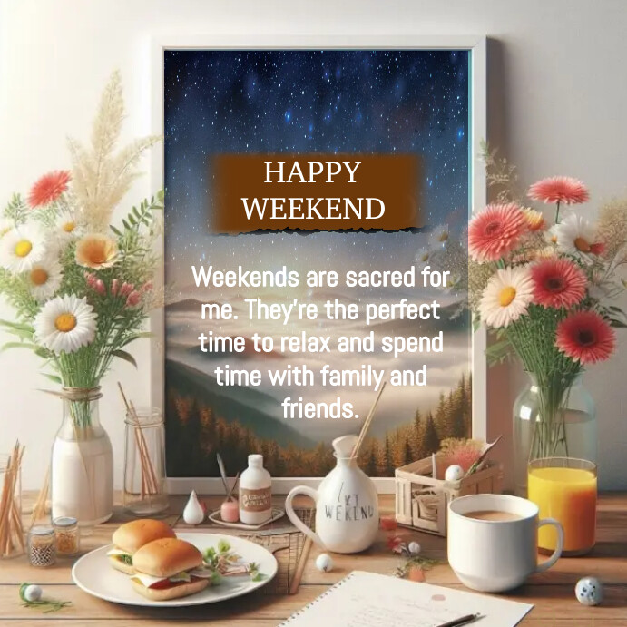 Happy weekend background with quotes Template | PosterMyWall
