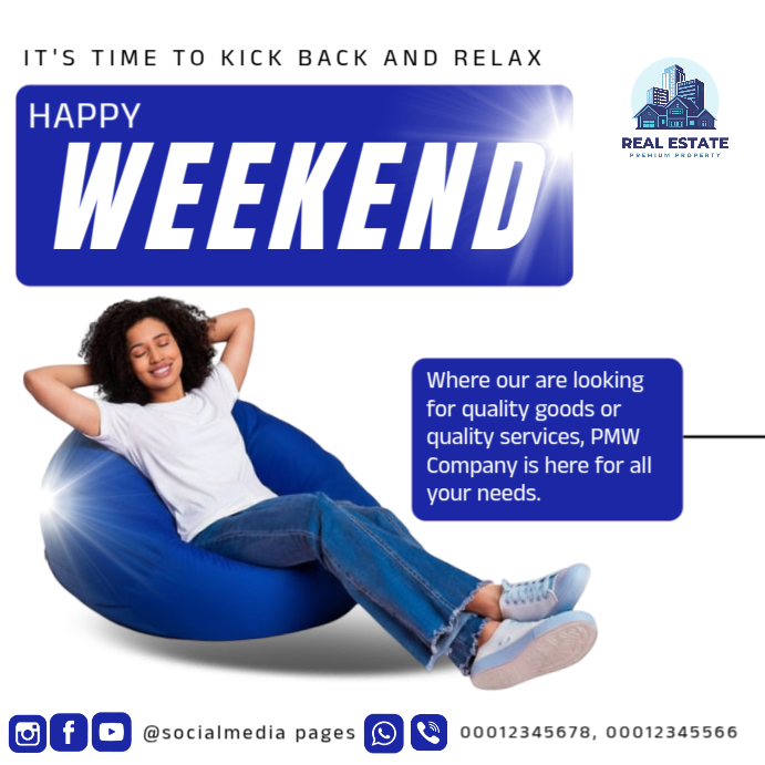 Happy Weekend Real Estate Social Media Post Template | Relax & Enjoy ...