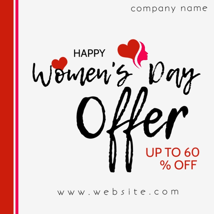 happy women's day offer advertisement up to 6 Template | PosterMyWall