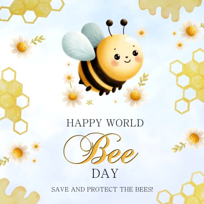 Happy world bee day instagram square design template | PosterMyWall