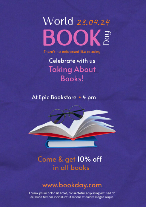 HAPPY WORLD BOOK DAY TEMPLATE | PosterMyWall