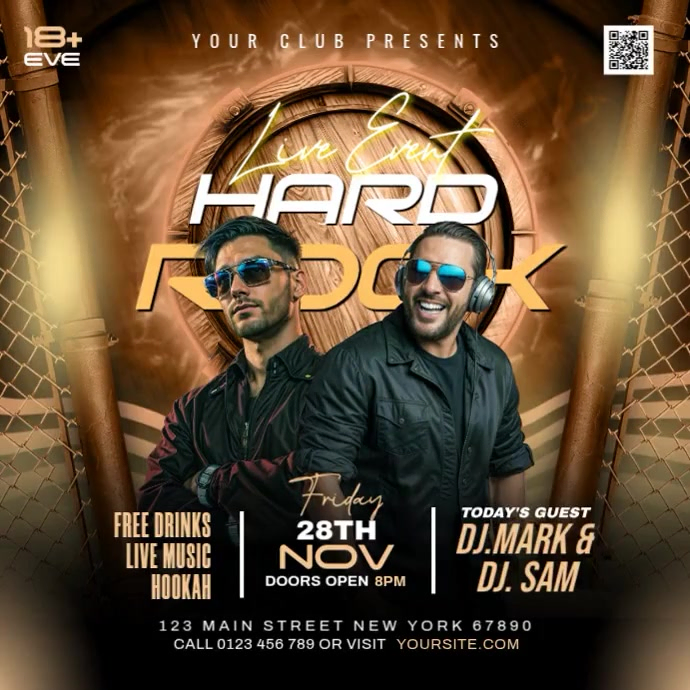 Plantilla de Hard Rock Night Party | PosterMyWall