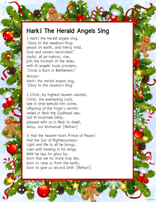 Hark! The Herald Angels Sing carol song Template | PosterMyWall