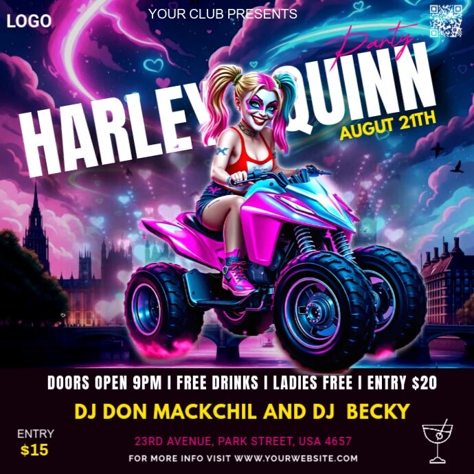 Copy of Harley Quinn Party Instagram Post | PosterMyWall