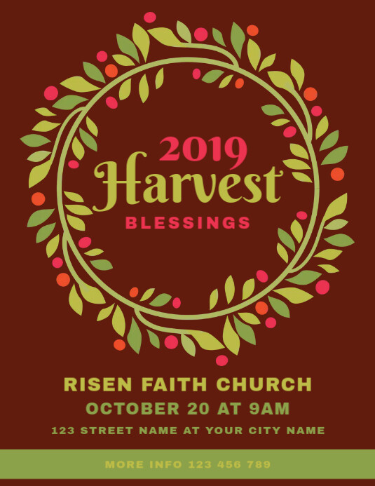 Harvest Blessings Church Flyer Template | PosterMyWall
