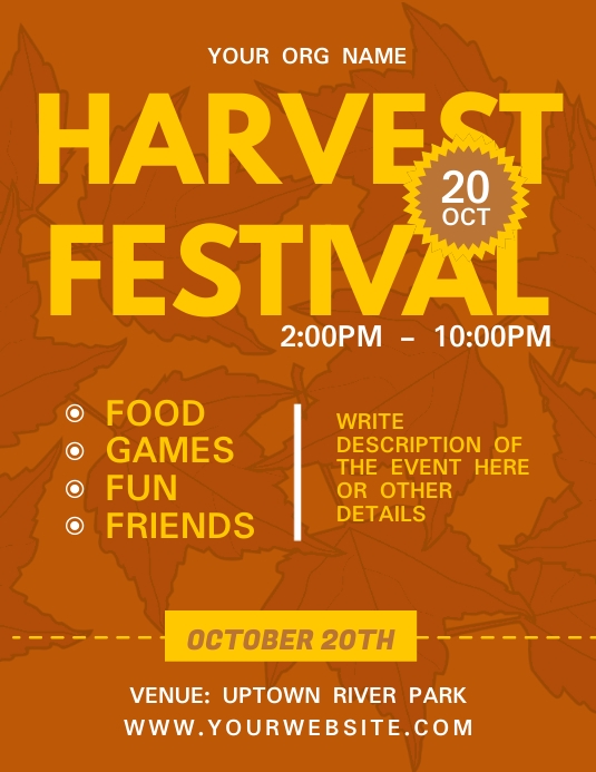 Harvest Festival Flyer Poster Ad Editable Tem Template | PosterMyWall