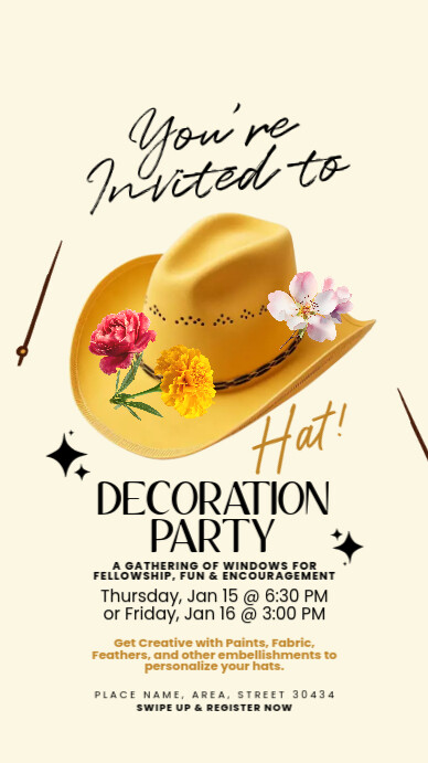 Hat Invitations Templates Hat Decorating Party Invite Template