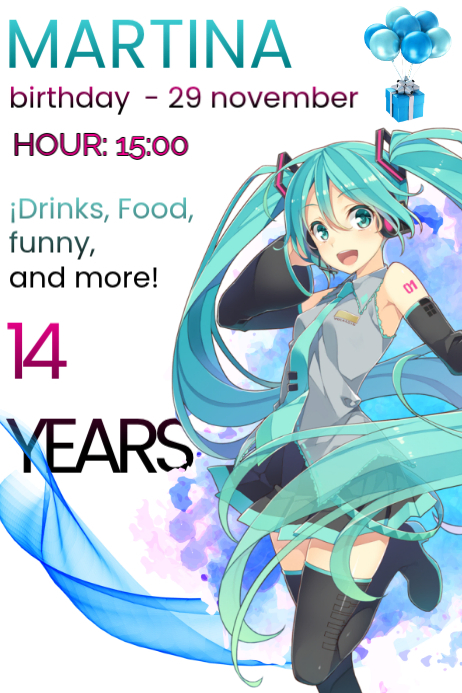 Hatsune Miku Vocaloid Poster Blue Birthday Vocaloid Miku Template ...