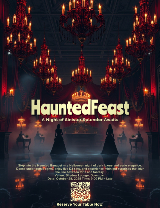Haunted Banquet Flyer Template – Gothic Halloween Club Event Poster ...