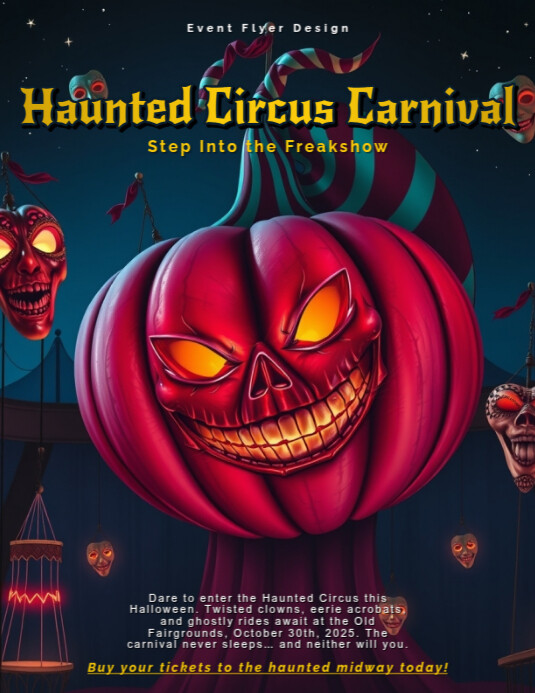 Haunted Circus Carnival Halloween flyer template | PosterMyWall