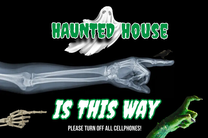 Plantilla de HAUNTED HOUSE DIRECTION SIGN POSTER | PosterMyWall