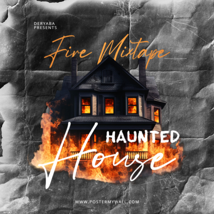 Haunted House Fire Paper Texture Album Mixtape Cover Modelo | PosterMyWall