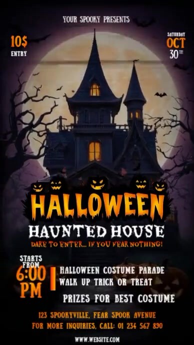 Haunted House Halloween Event Video Template Digital Display (9:16 ...