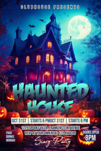 Halloween Haunted House Poster Template | PosterMyWall