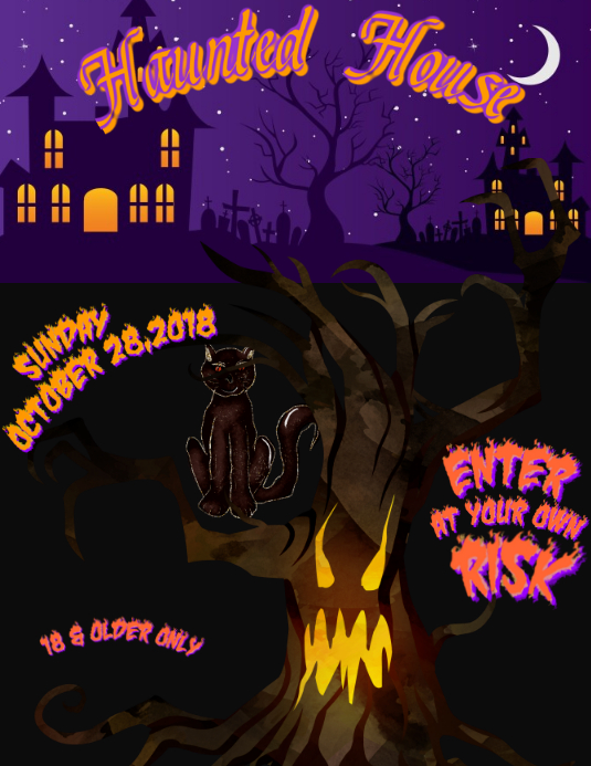 Haunted House Halloween template | PosterMyWall