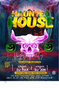 Haunted house party flyer Template | PosterMyWall
