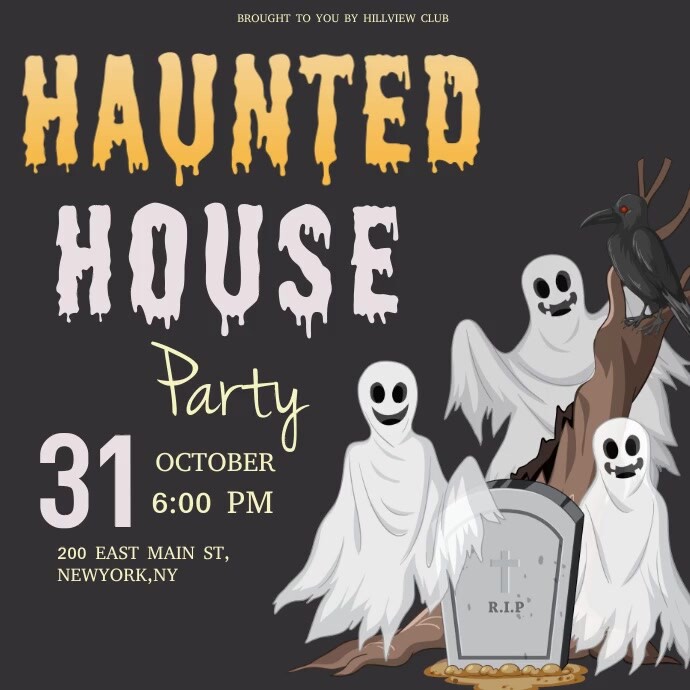 haunted house party video instagram post Template | PosterMyWall