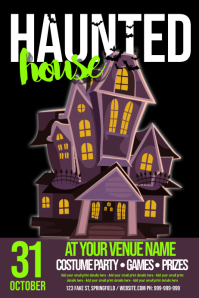 Haunted house halloween party flyer template | PosterMyWall