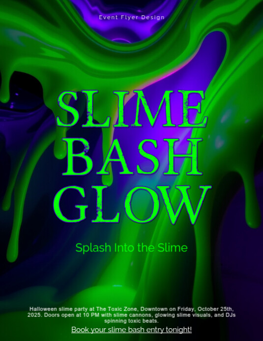 Plantilla de Haunted Slime Party flyer template – Slime Bash Glow ...