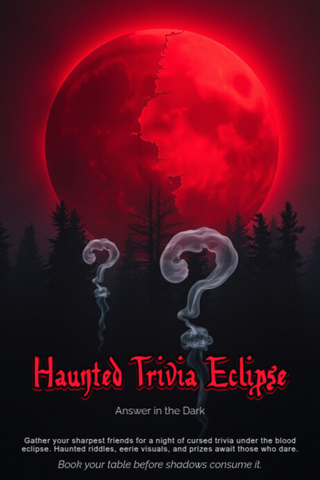 Plantilla de Haunted Trivia Eclipse Halloween poster template ...